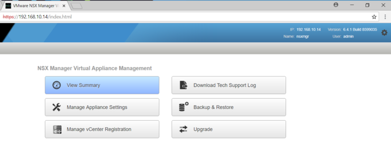 Step-By-Step: Install and Configure NSX Manager 6.4.1